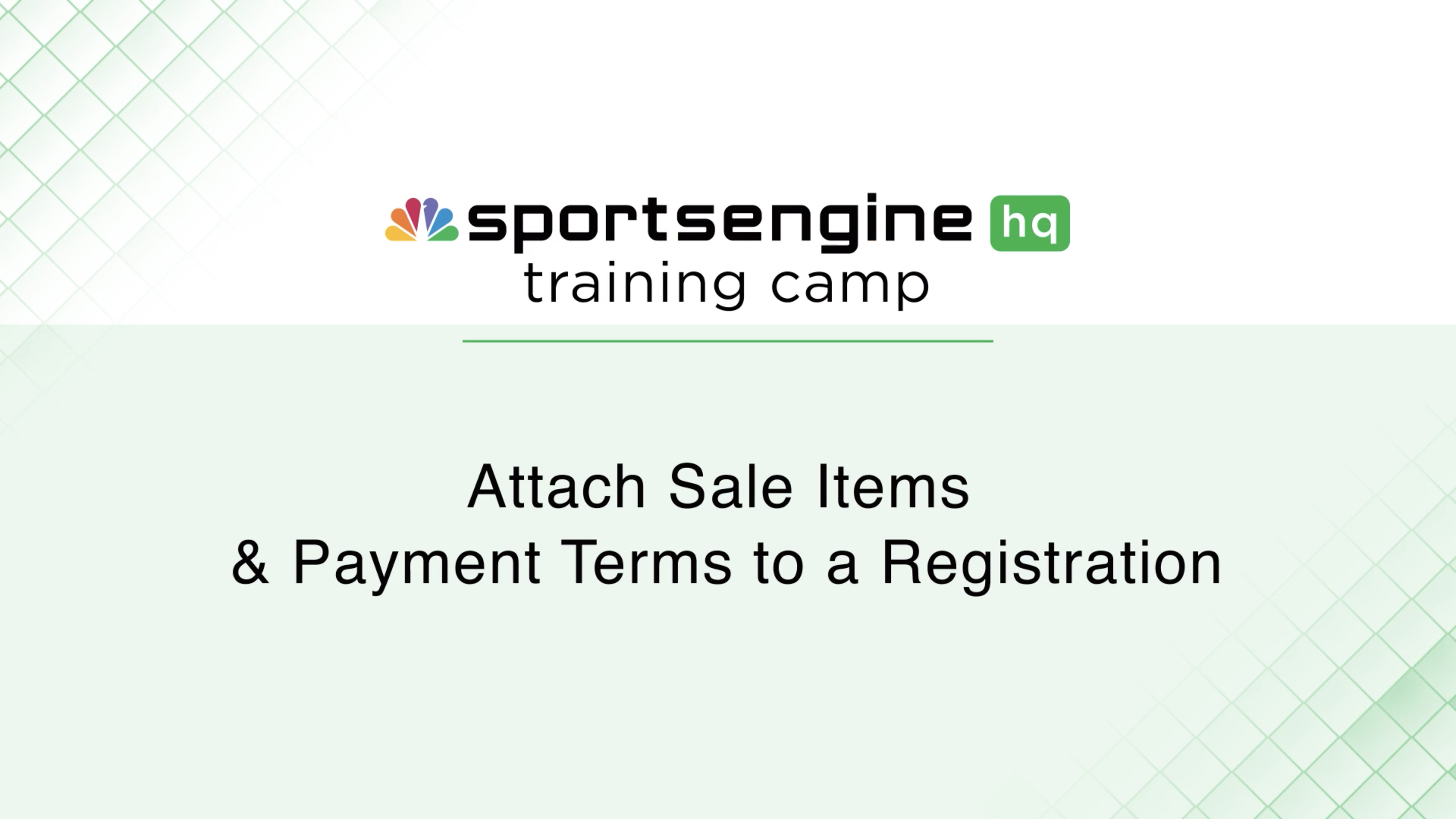 Sale Items and Payment Terms in Registration